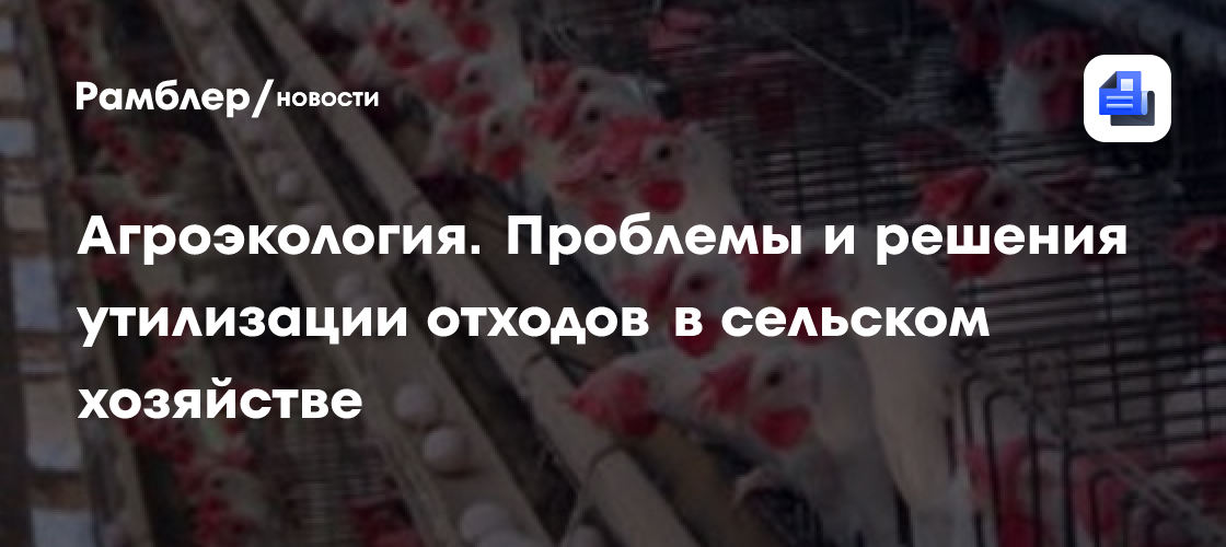 Агроэкология. Проблемы и решения утилизации отходов в сельском ...
