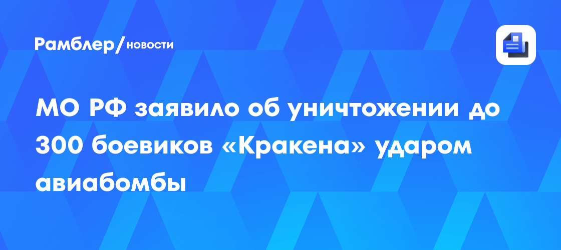 МО РФ заявило об уничтожении до 300 боевиков Кракена ударом авиабомбы