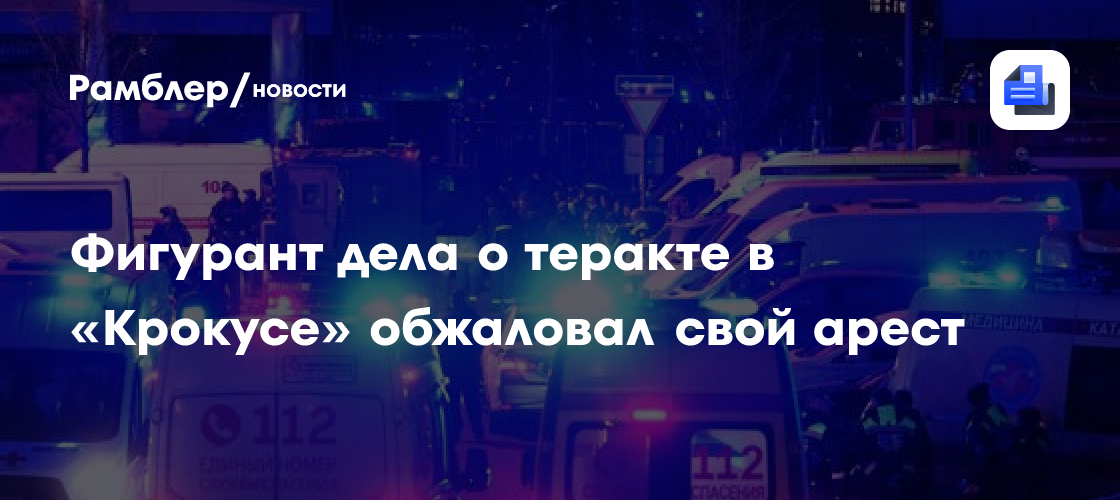 Фигурант дела о теракте в Крокусе обжаловал свой арест Скрин