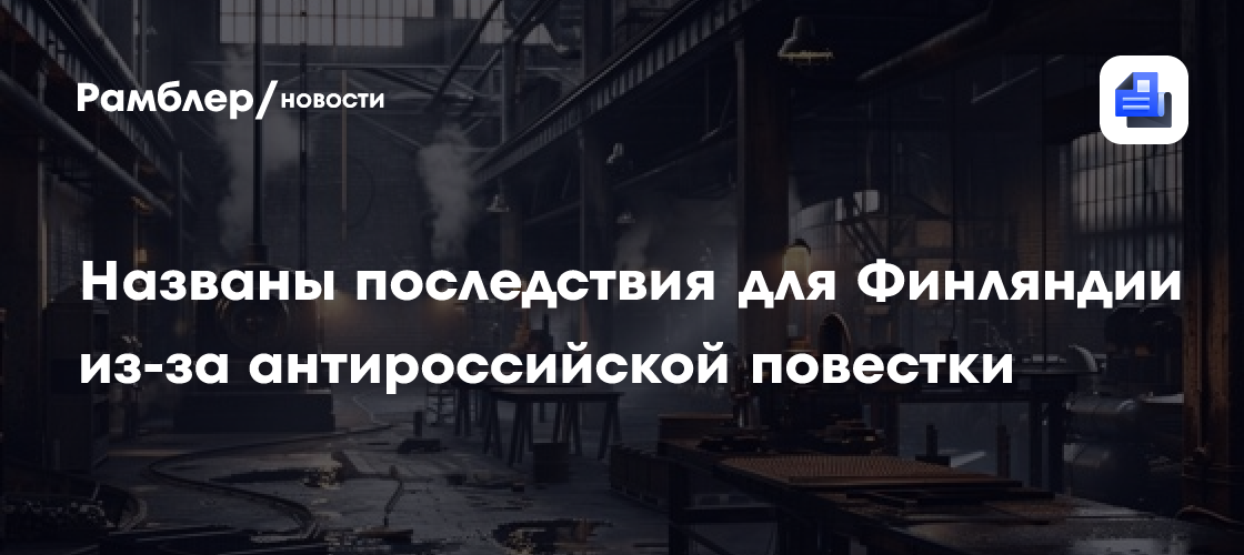 Названы последствия для Финляндии из за антироссийской повестки