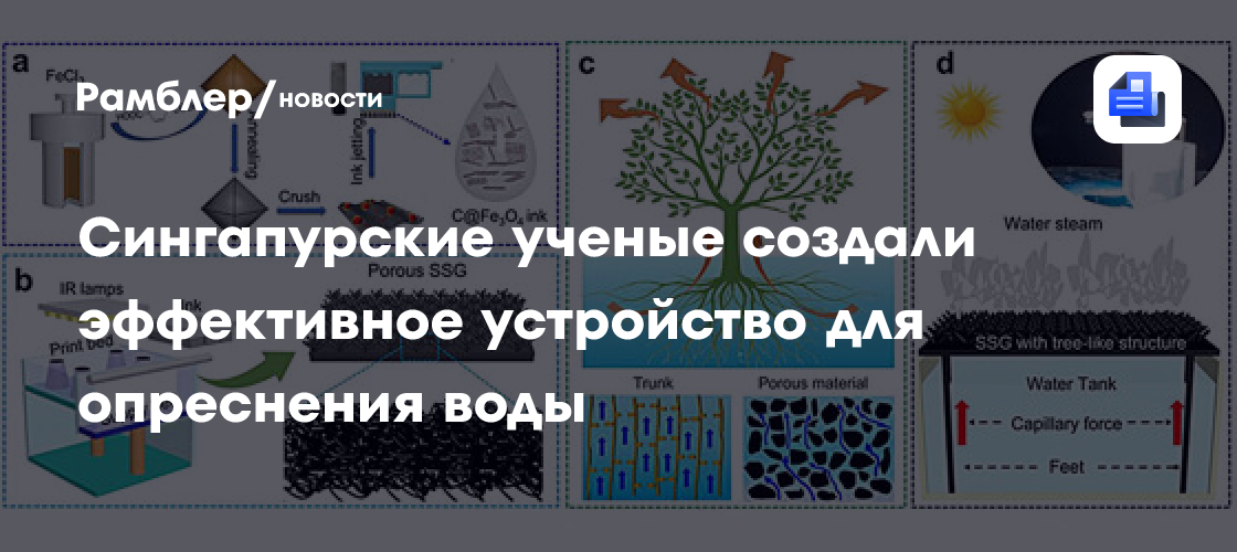 Сингапурские ученые создали эффективное устройство для опреснения воды ...