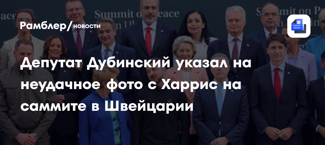 Депутат Дубинский указал на неудачное фото с Харрис на саммите в