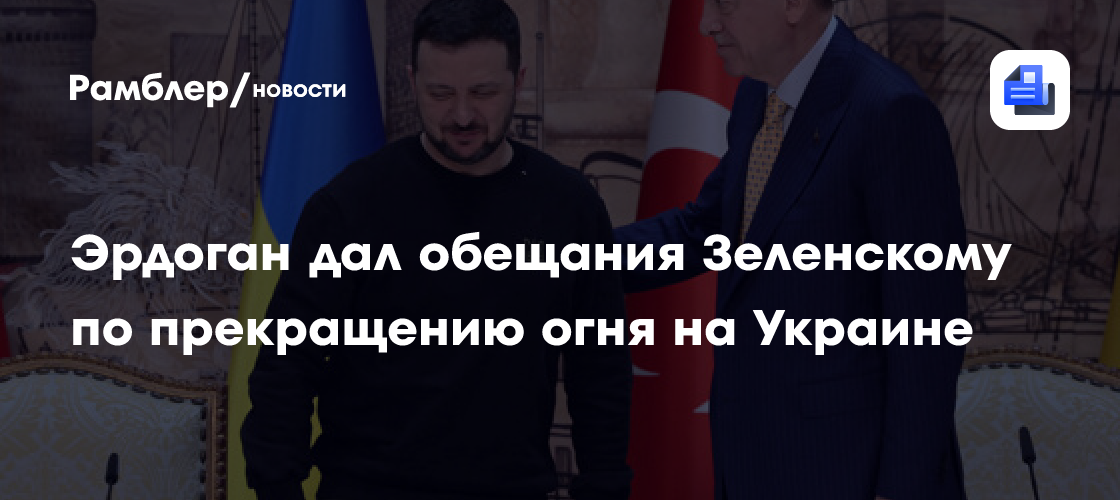 Эрдоган дал обещания Зеленскому по прекращению огня на Украине и