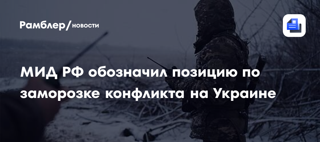 МИД РФ обозначил позицию по заморозке конфликта на Украине Рамблер