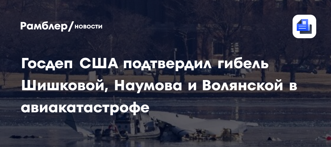 Госдеп США подтвердил гибель Шишковой Наумова и Волянской в