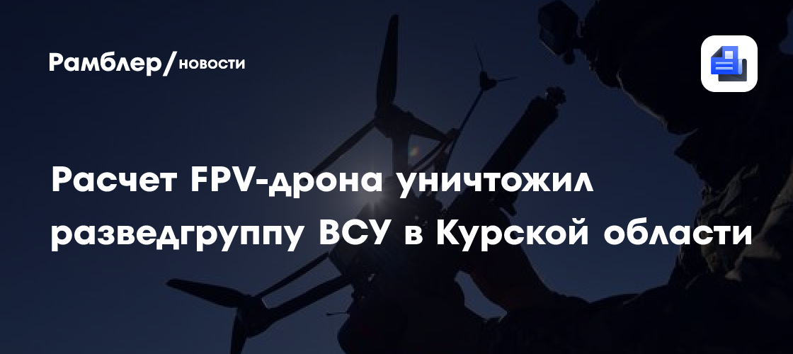 Расчет Fpv дрона уничтожил разведгруппу ВСУ в Курской области Рамблер