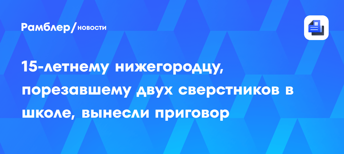 15-летнему нижегородцу, порезавшему двух сверстников в школе, вынесли ...
