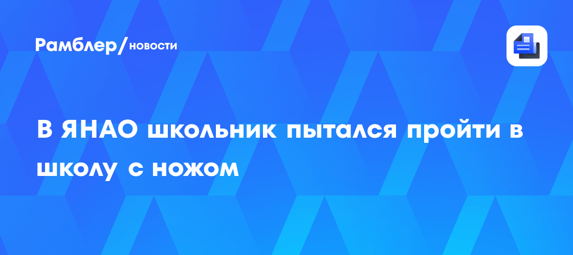 В ЯНАО школьник пытался пройти в школу с ножом - Рамблер/новости