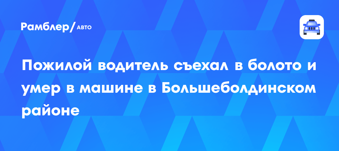 Пожилой водитель съехал в болото и умер в машине в Большеболдинском ...
