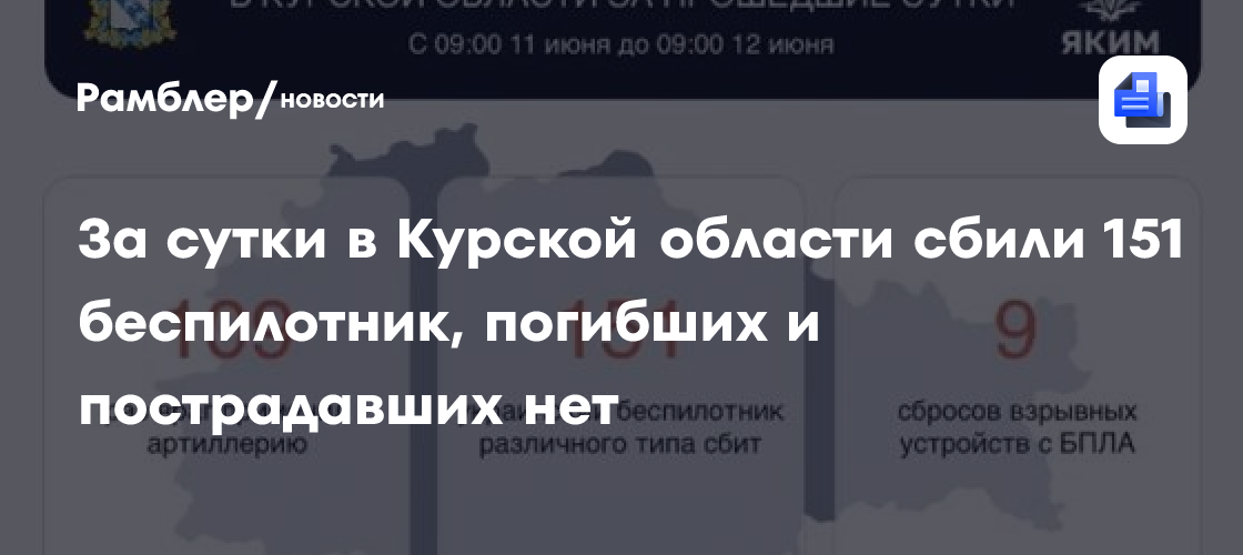 223 атаки за сутки произошли в Курской области: есть трое раненых ...