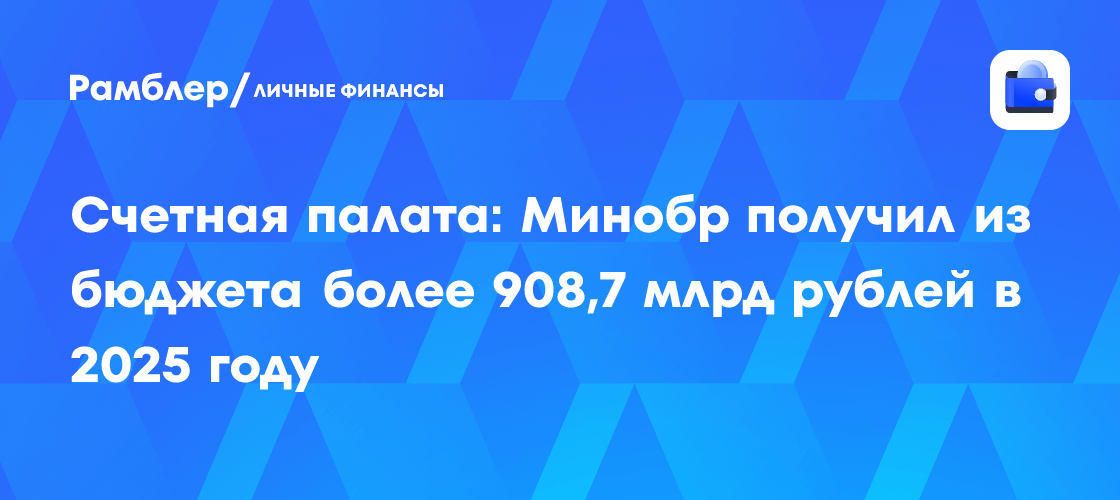 Счетная палата: Минобр получил из бюджета более 908,7 млрд рублей в ...